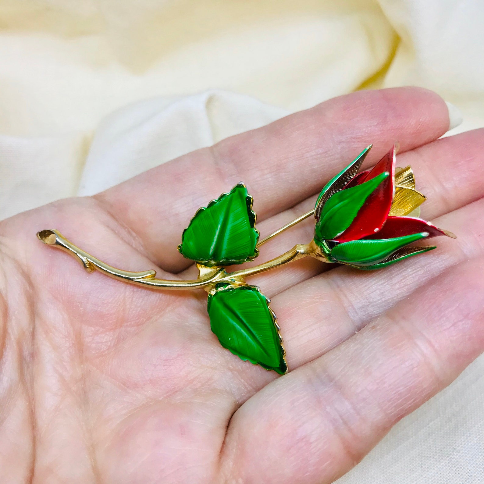 Red Rose Enamel Pin Red Long Stem Rose Pin Sweetheart Gift Mothers Day ...