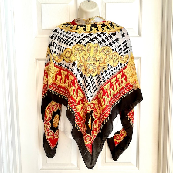 Extra Large Baroque Scarf, Regal Scrollwork, Medallio… - Gem