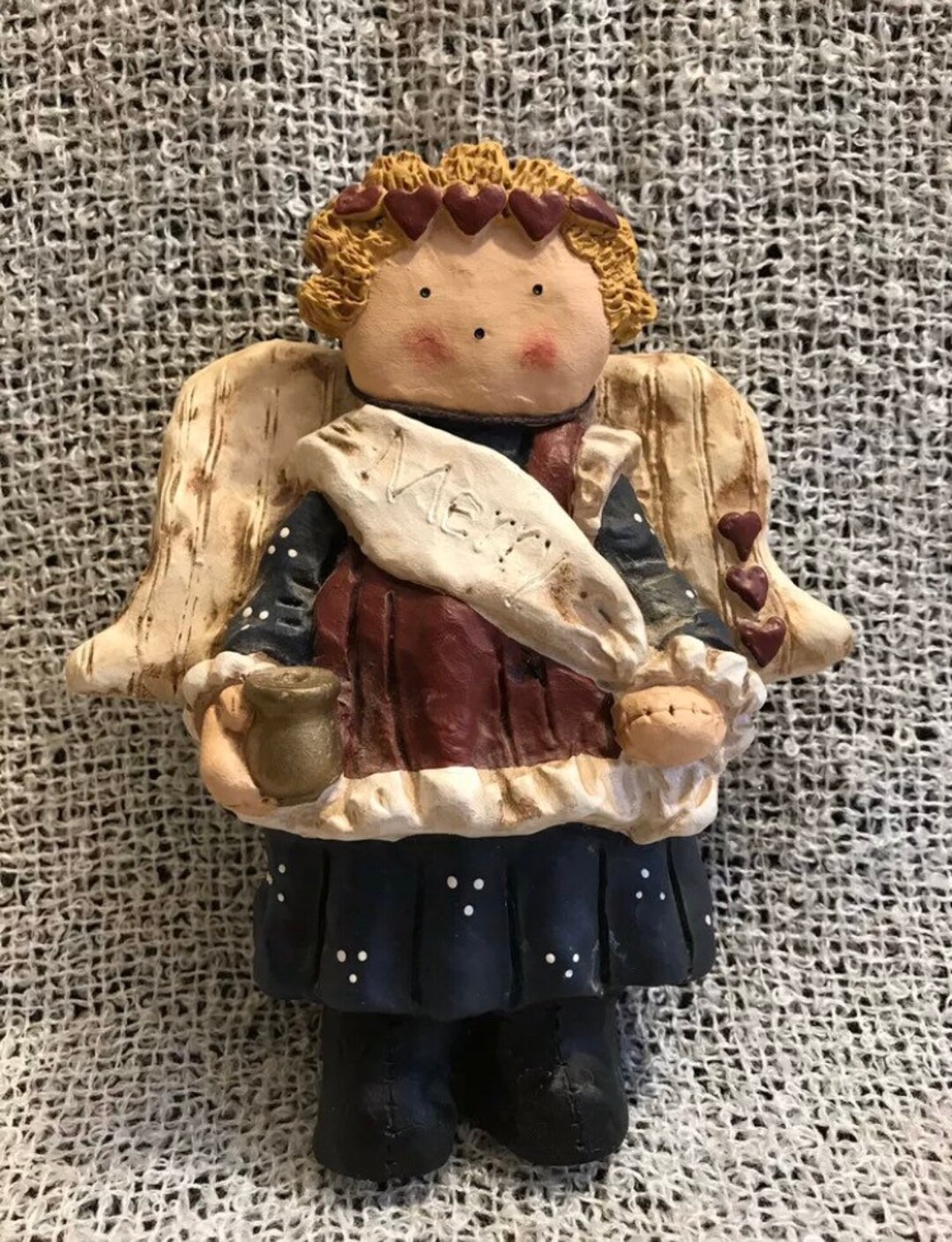 Angel Sculpture, Folk Art, Primitive, Signed, Dated, Numbered ...