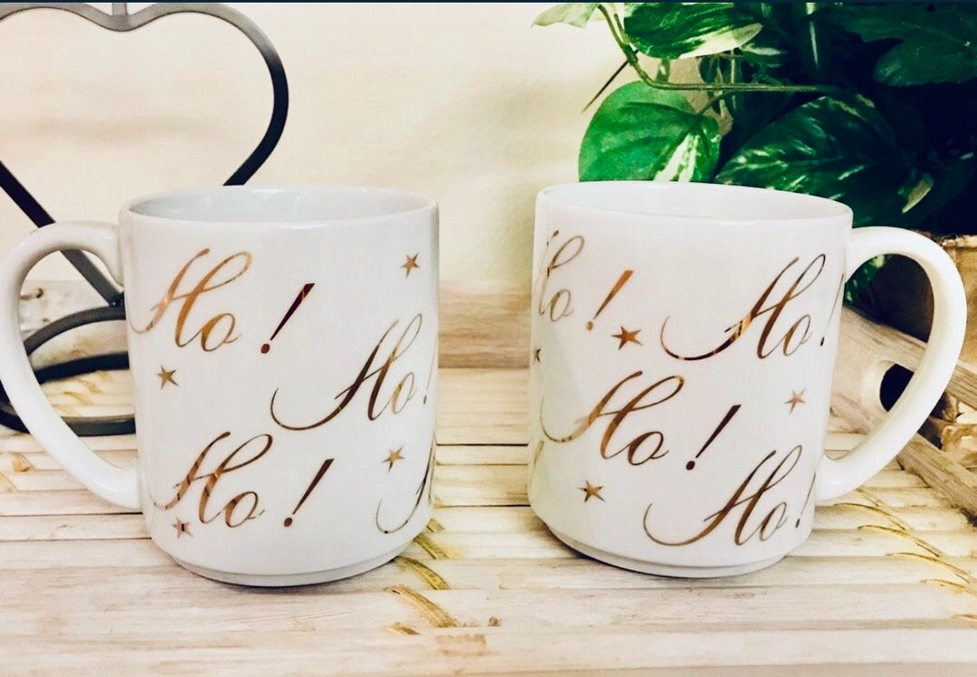 Vintage Porcelain Christmas Mugs, Gold Ho Ho, CIPA Italy, Pair - Etsy