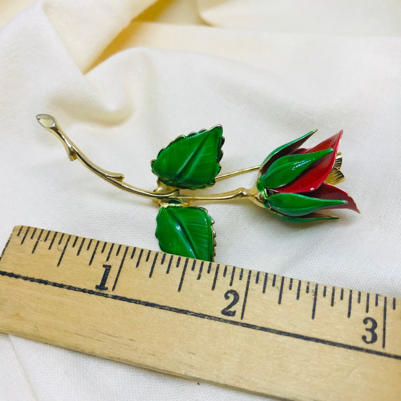Red Rose Enamel Pin Red Long Stem Rose Pin Sweetheart Gift Mothers Day ...