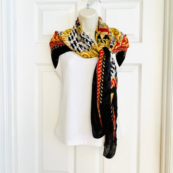Extra Large Baroque Scarf, Regal Scrollwork, Medallio… - Gem