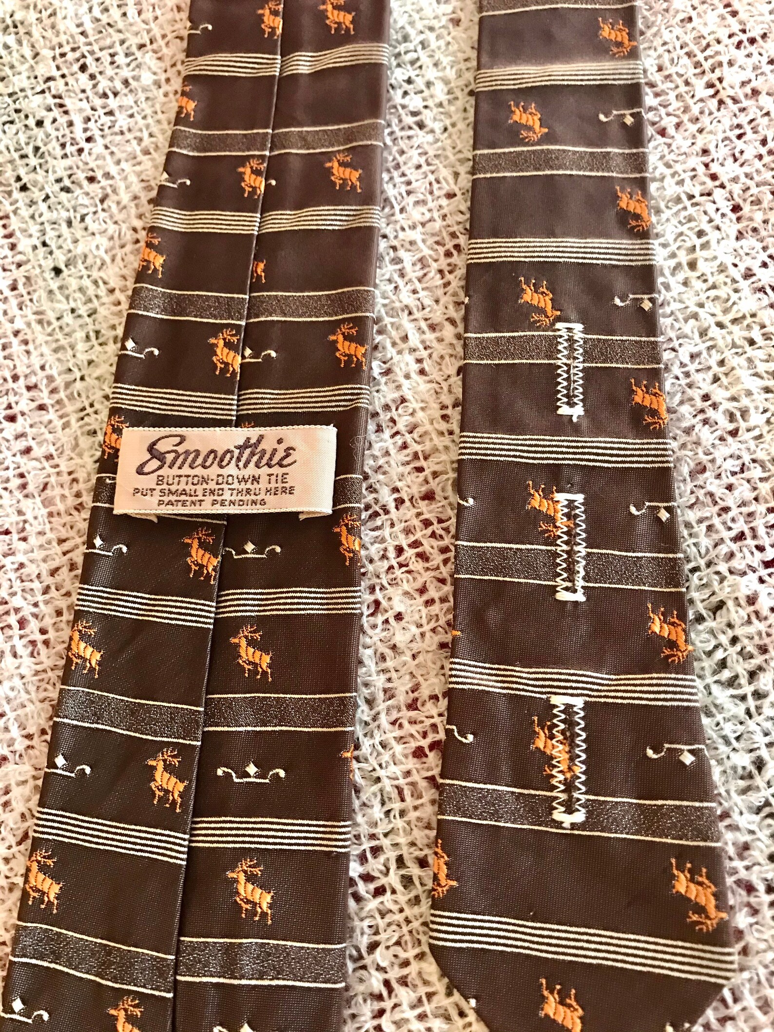 50s Tie, Smoothie Button Down Tie, Short Brown Necktie, Skinny Tie ...