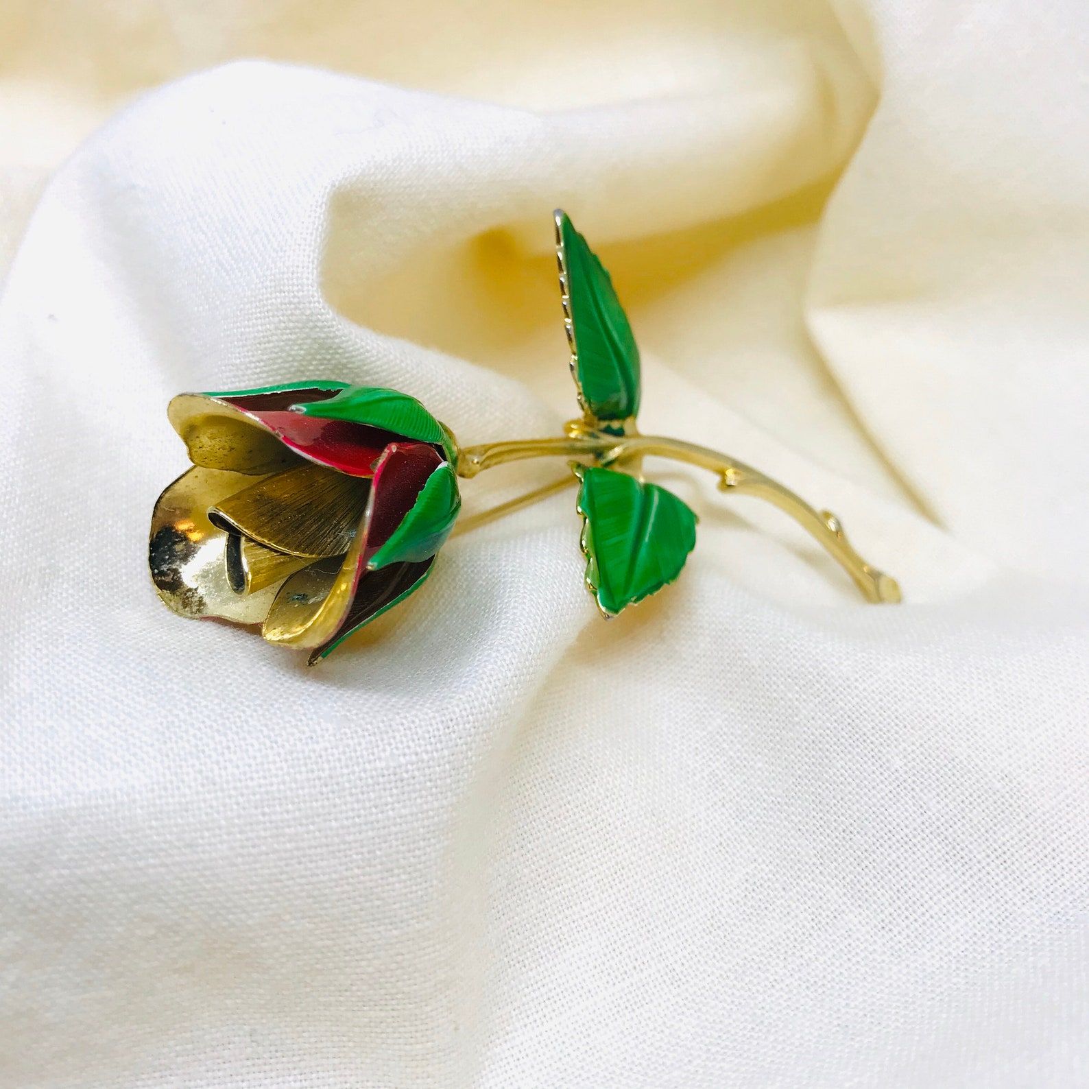 Red Rose Enamel Pin Red Long Stem Rose Pin Sweetheart Gift Mothers Day ...