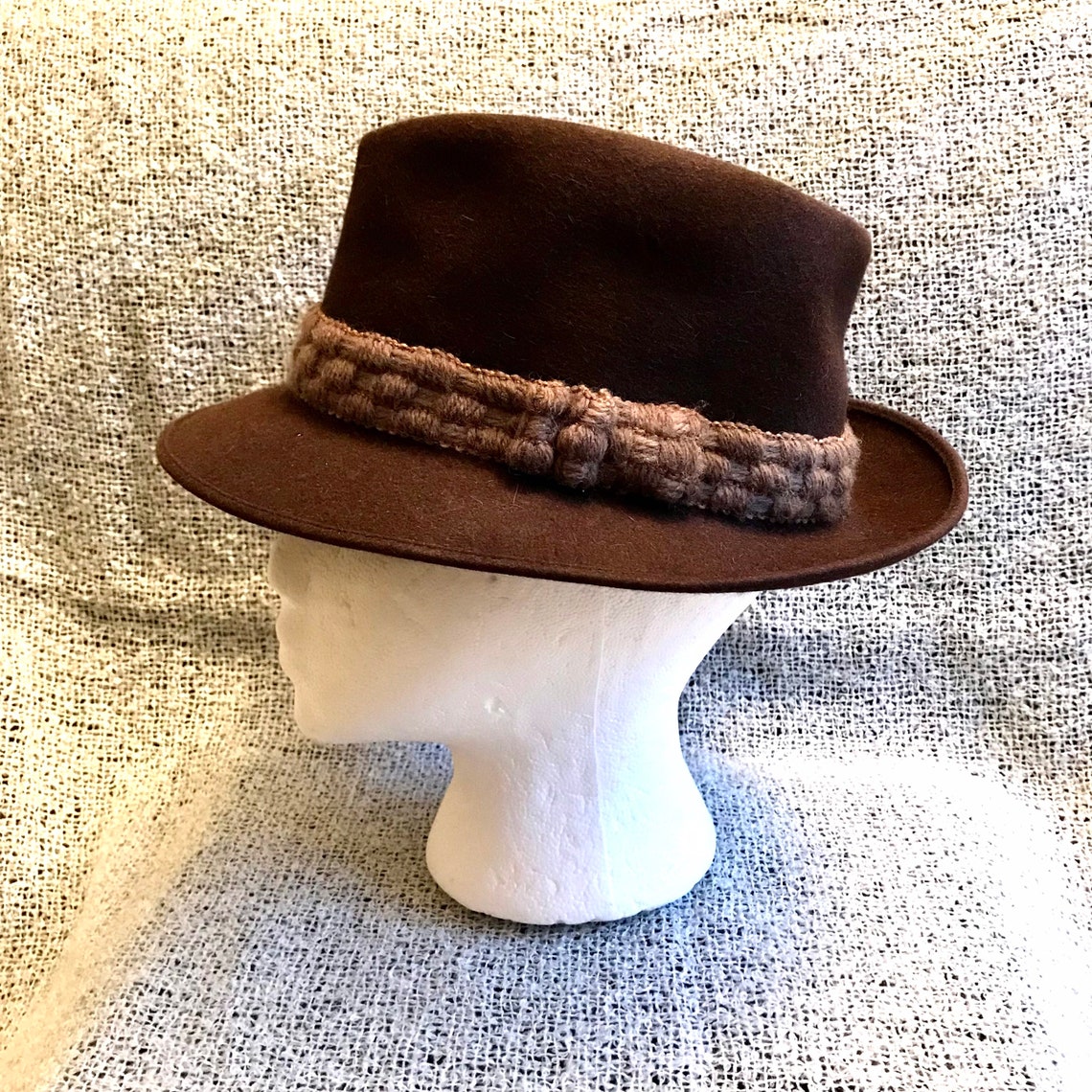 Brown Felt Fedora Hat, Unisex, Narrow Brim, Dunlap NY Supreme, 22 Inch ...