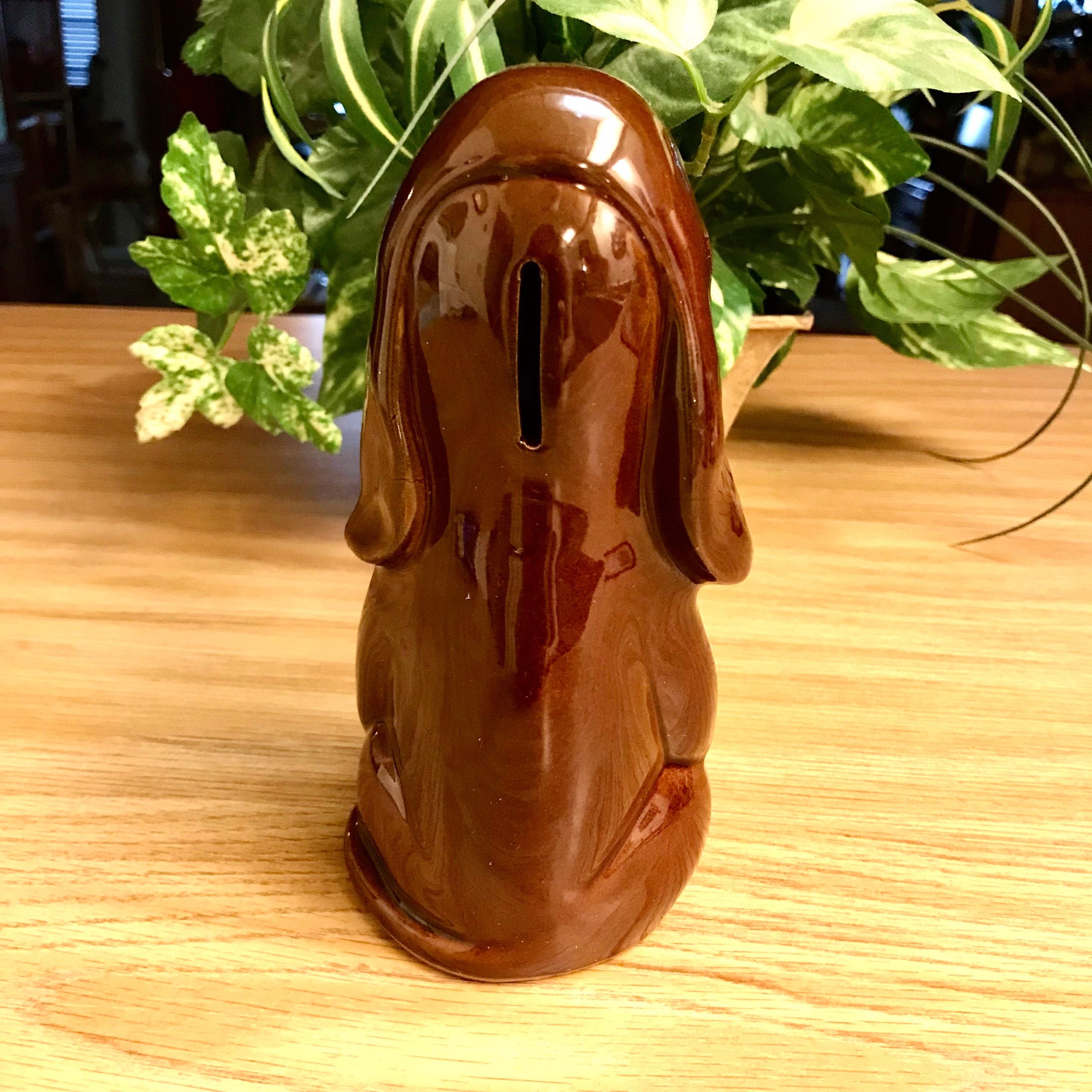 Midcentury Sad Hound Piggy Bank, Ceramic Dog Coin Bank Made in Japan ...