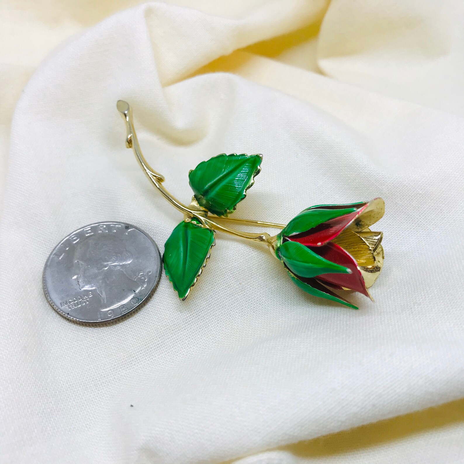Red Rose Enamel Pin Red Long Stem Rose Pin Sweetheart Gift Mothers Day ...