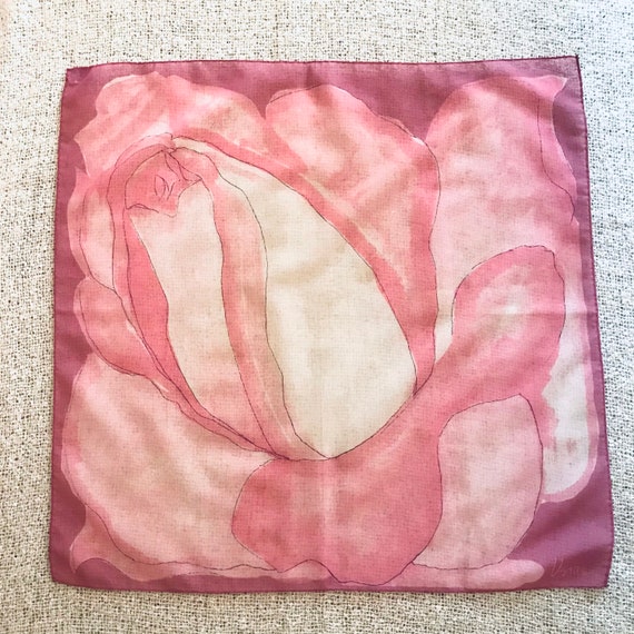 Vera Scarf, Pink Abstract, Sheer Square 80s Vera Neum… - Gem