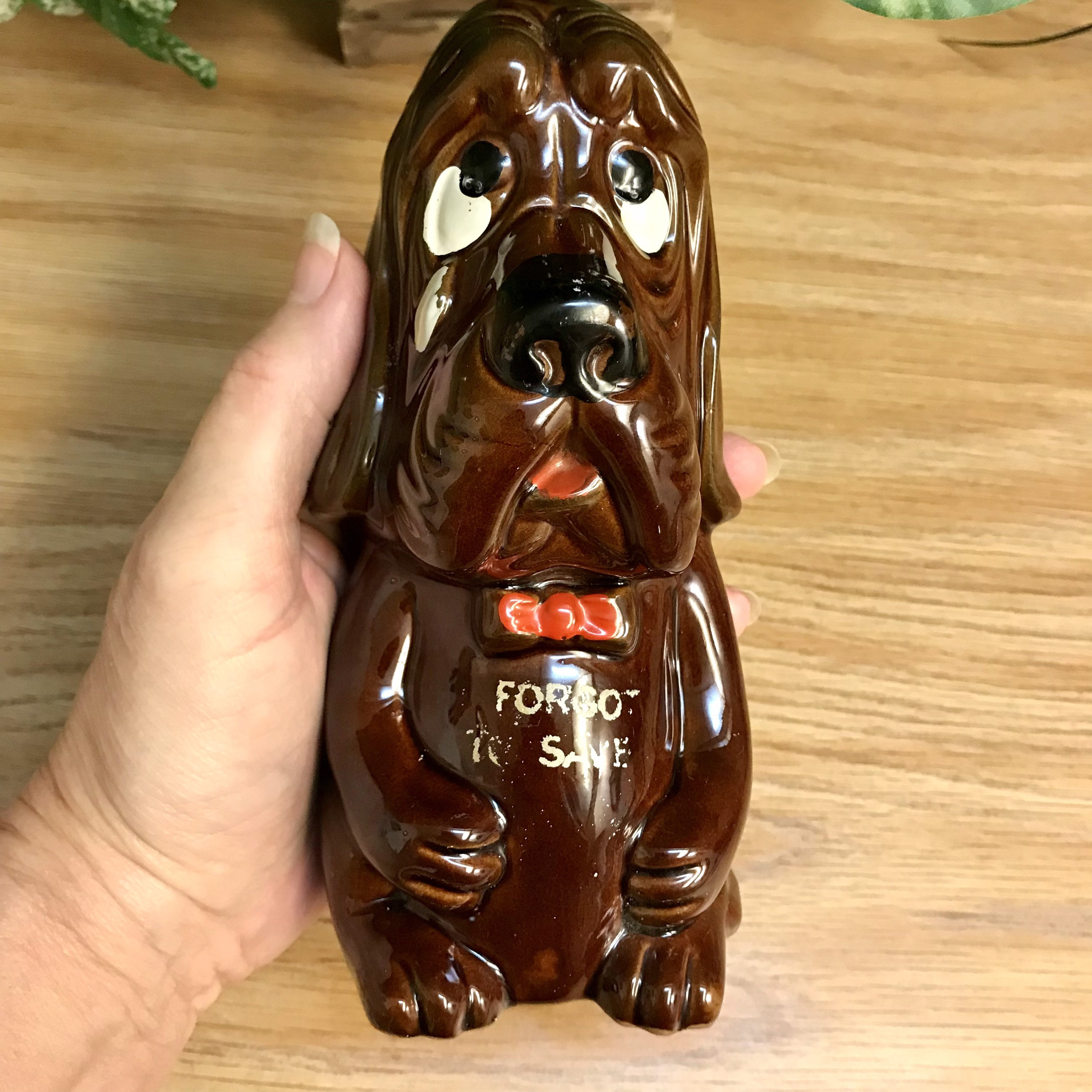 Midcentury Sad Hound Piggy Bank, Ceramic Dog Coin Bank Made in Japan ...