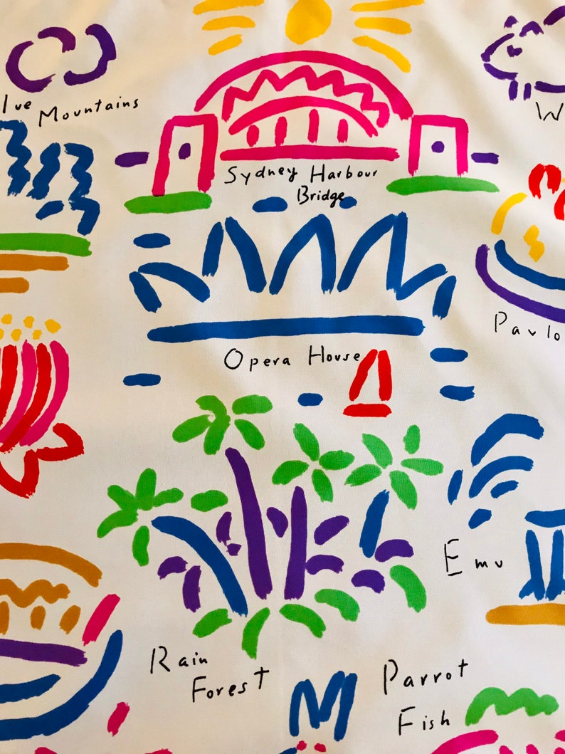 Ken Done Signed Scarf Australia Landmarks Colorful Small - Etsy