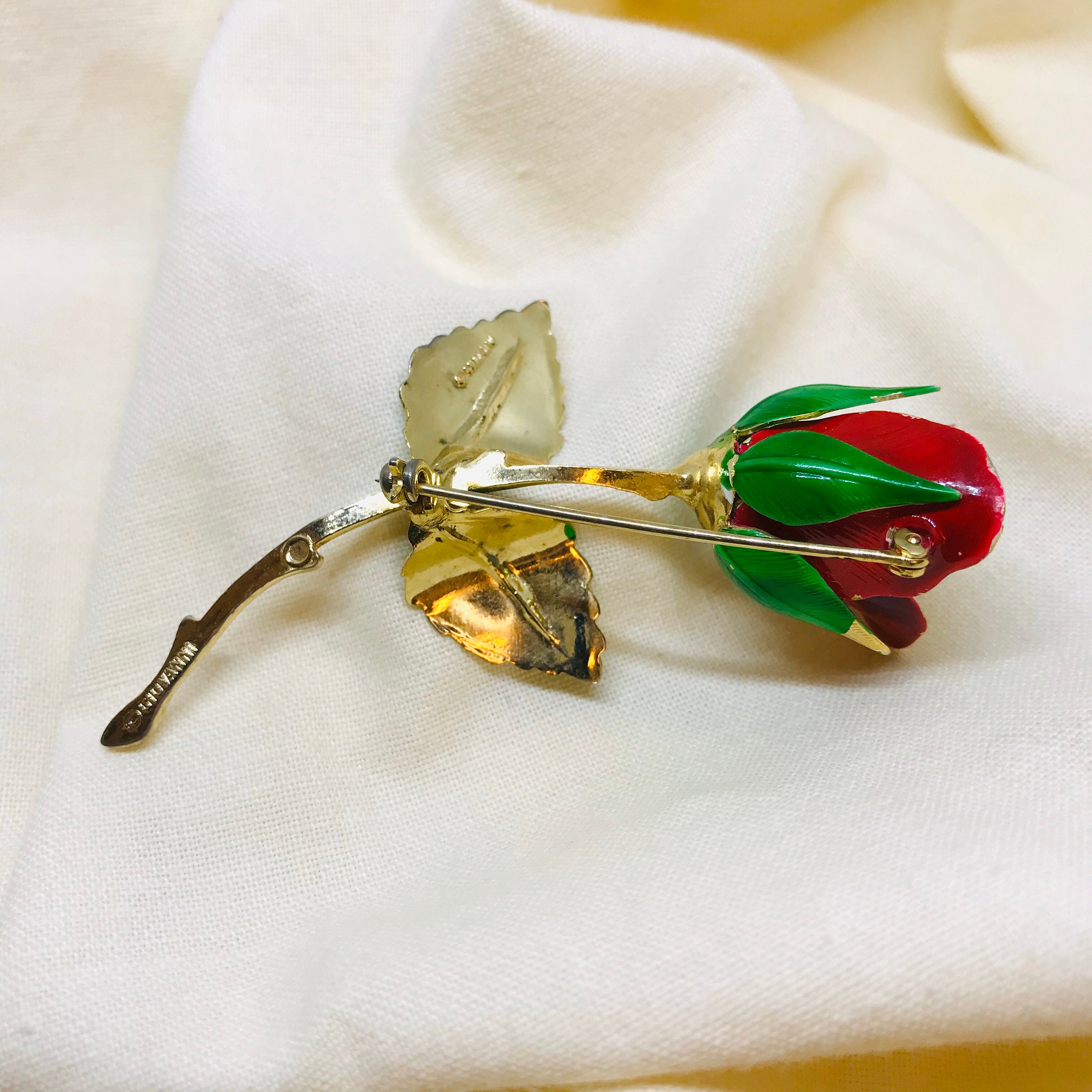 Red Rose Enamel Pin Red Long Stem Rose Pin Sweetheart Gift Mothers Day ...