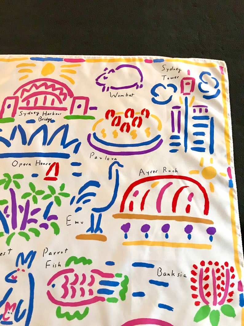 Ken Done Signed Scarf Australia Landmarks Colorful Small - Etsy