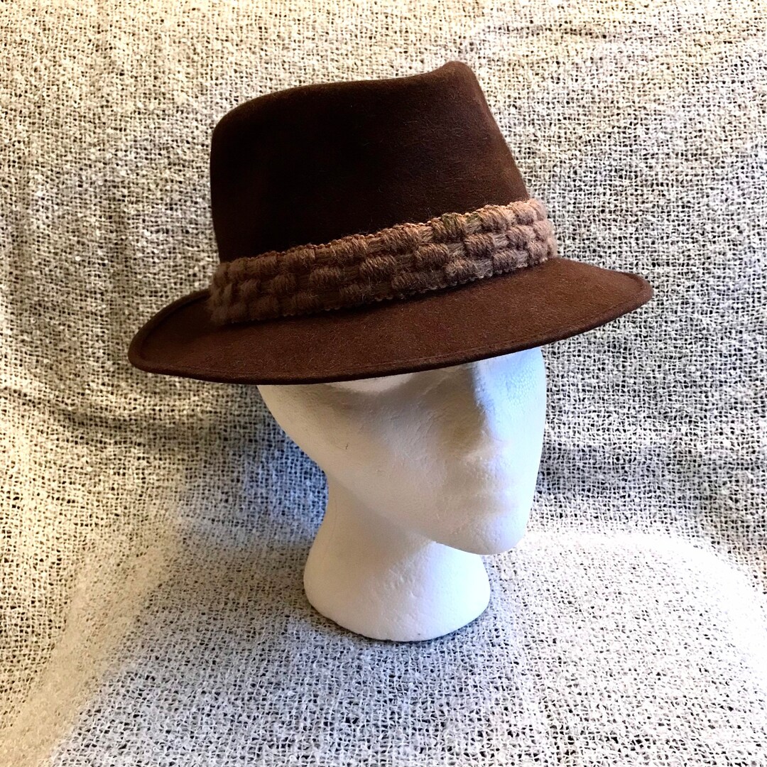 Brown Felt Fedora Hat, Unisex, Narrow Brim, Dunlap NY Supreme, 22 Inch ...