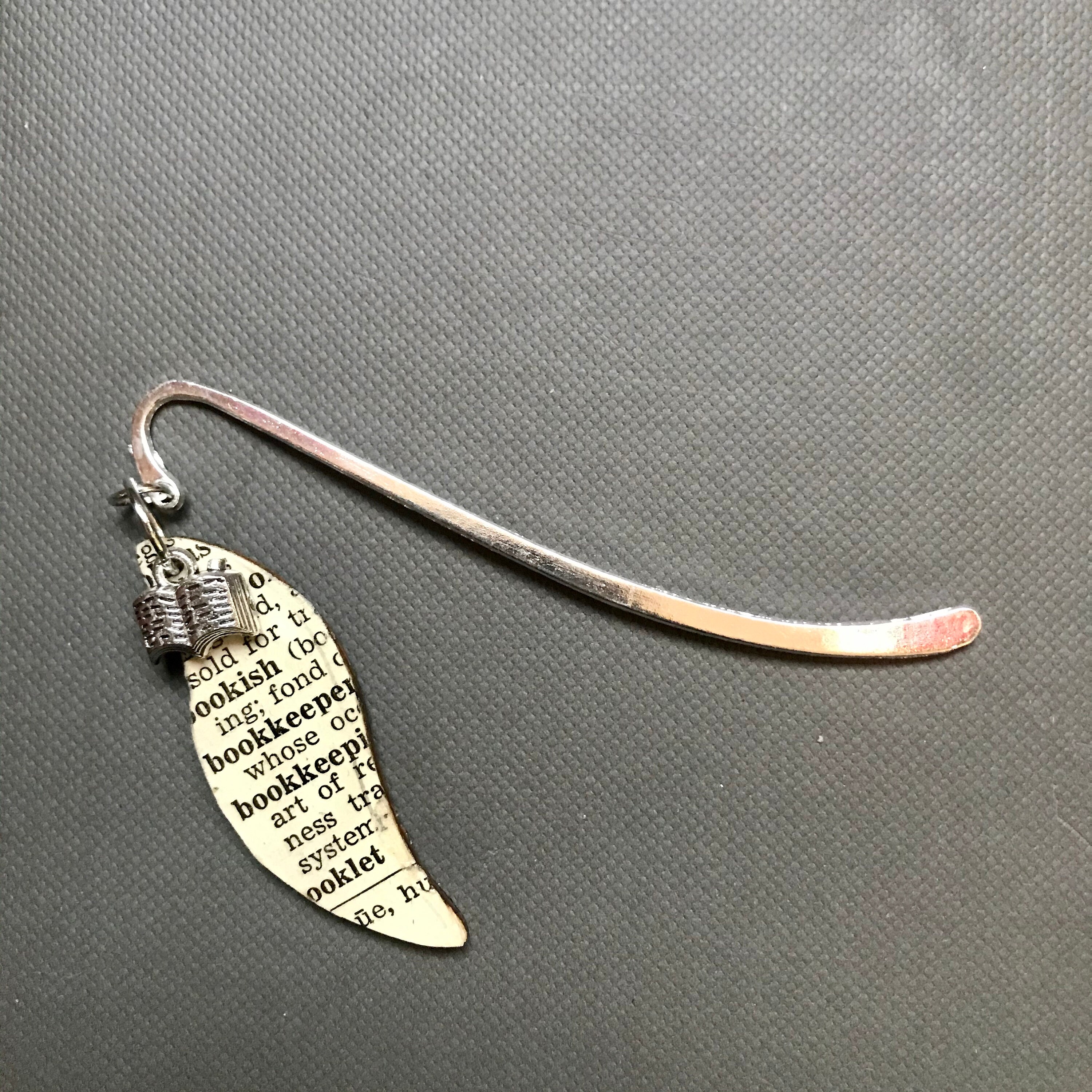 Metal Bookmarks with Vintage Paper and Charms | Etsy