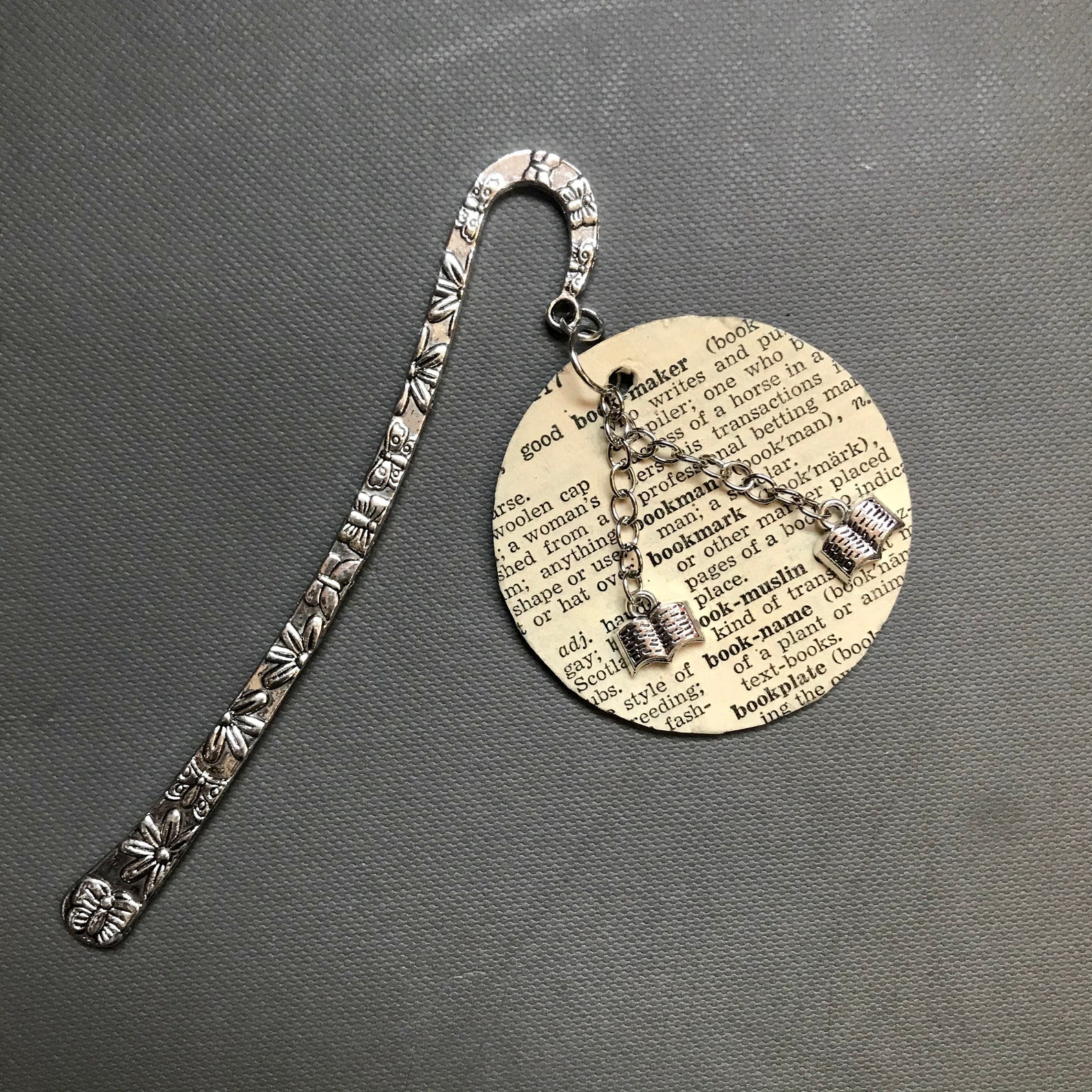 Metal Bookmarks with Vintage Paper and Charms | Etsy