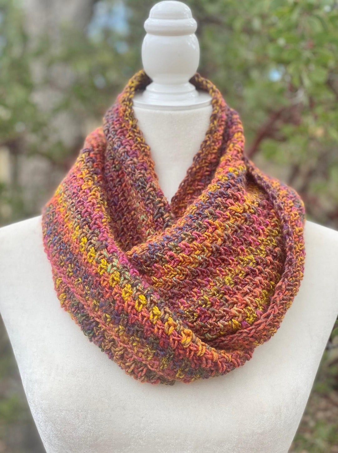 Multi-colored Infinity Scarf, Colorful Scarf, Crochet, Knit, Boho ...