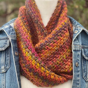 Multi-colored Infinity Scarf, Colorful Scarf, Crochet, Knit, Boho ...