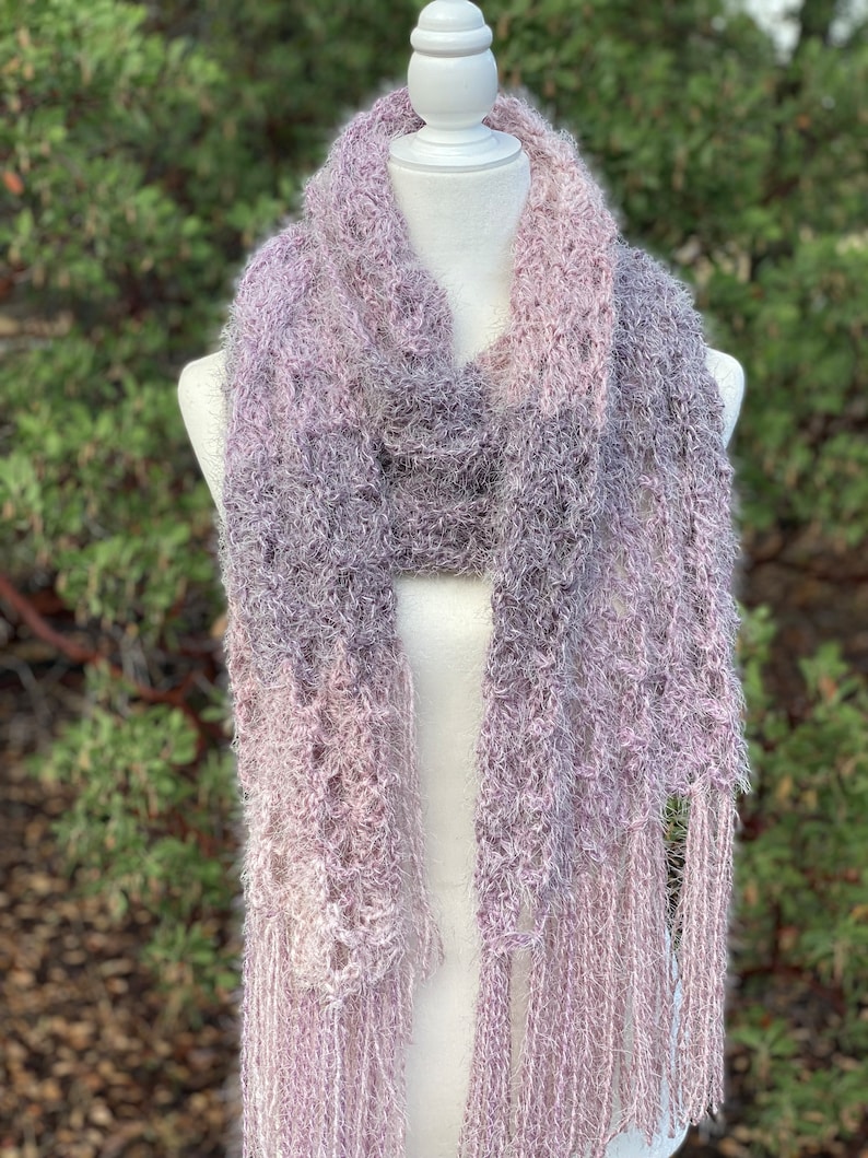 Lavender Lacy Shawl, Purple Scarf, Crochet, Knit - Etsy