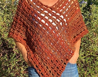 Orange Poncho - Etsy