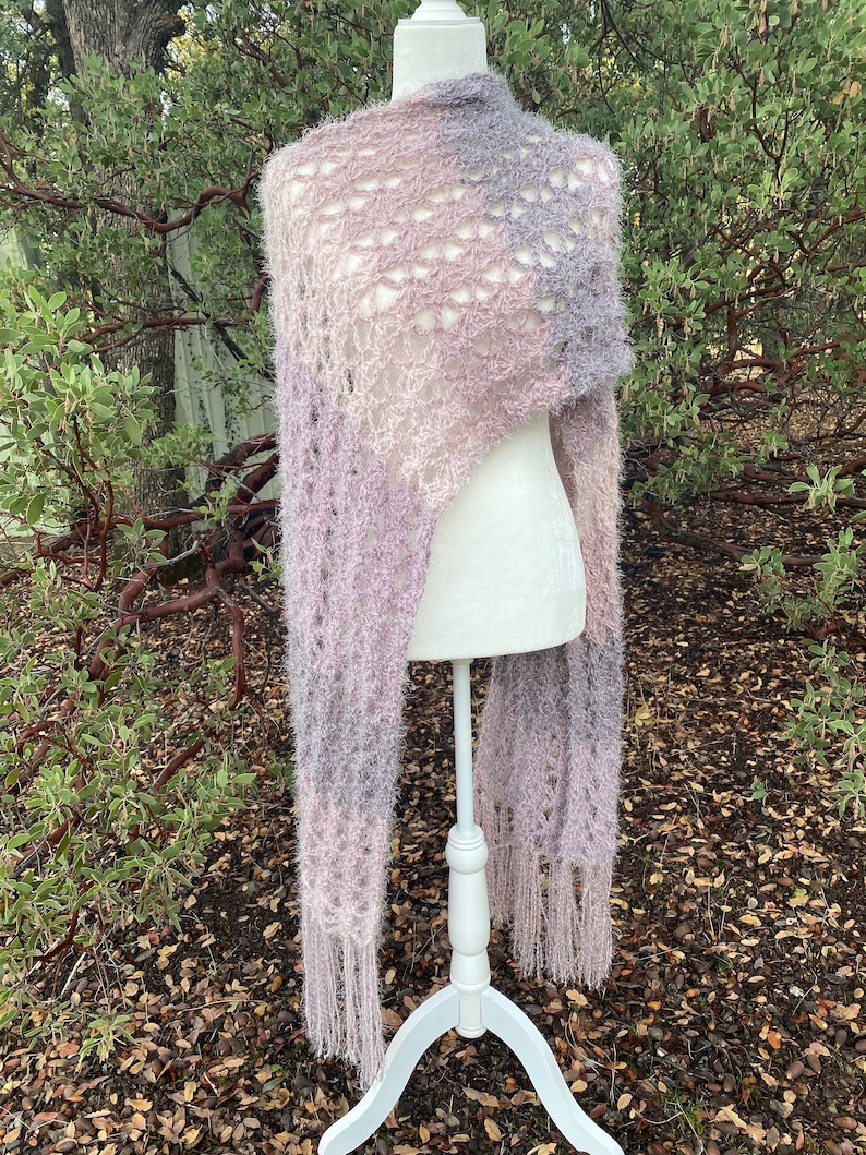 Lavender Lacy Shawl, Purple Scarf, Crochet, Knit - Etsy