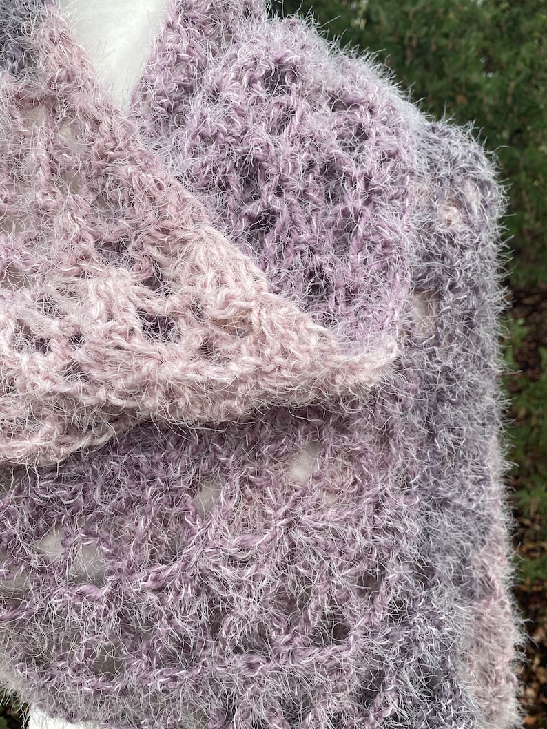 Lavender Lacy Shawl, Purple Scarf, Crochet, Knit - Etsy