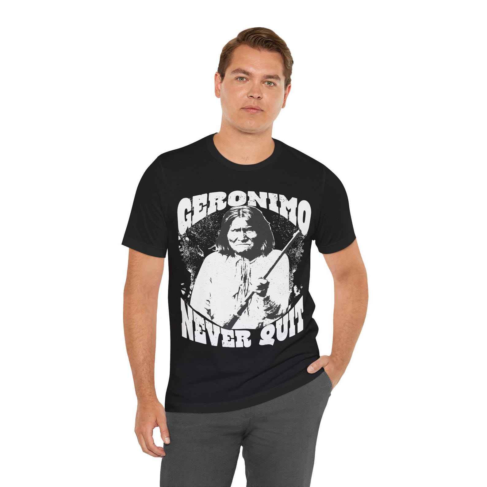 Geronimo, Never Quit Premium T-shirt, Warrior Spirit Strength ...