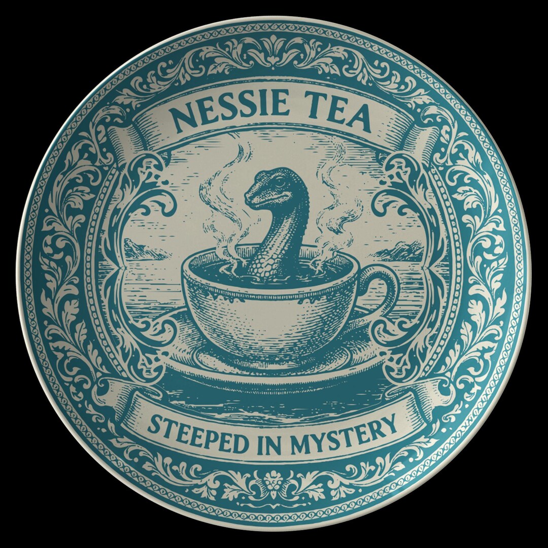 Nessie Tea Polymer Plate, Funny Tea Lover Gift, Loch Ness Monster Decor ...