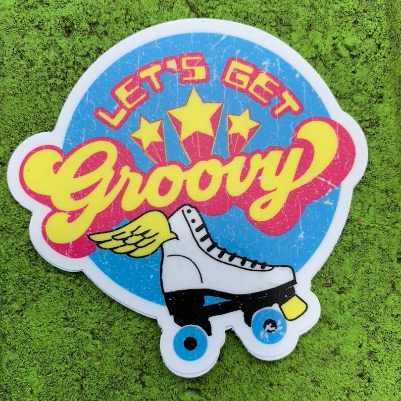 Groovy Roller Skate Premium Stickers and Magnets, Roller Disco, Roller ...