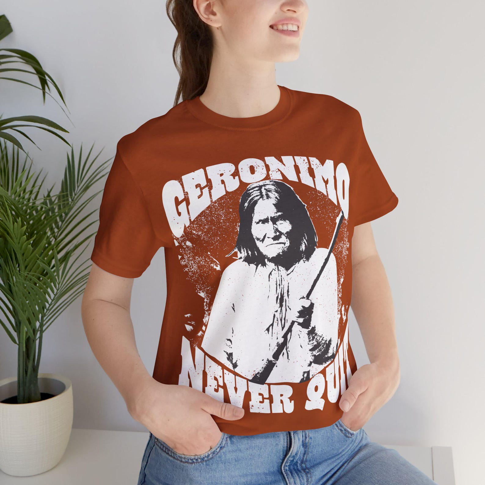 Geronimo, Never Quit Premium T-shirt, Warrior Spirit Strength ...