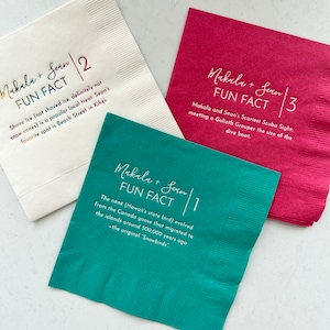 Fun Fact Napkins Personalized Wedding Napkins Trivia Cocktail Napkins ...