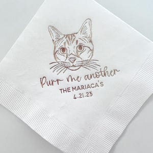 Cat Cocktail Napkins Cat Wedding Napkins Custom Pet Cocktail Napkins ...