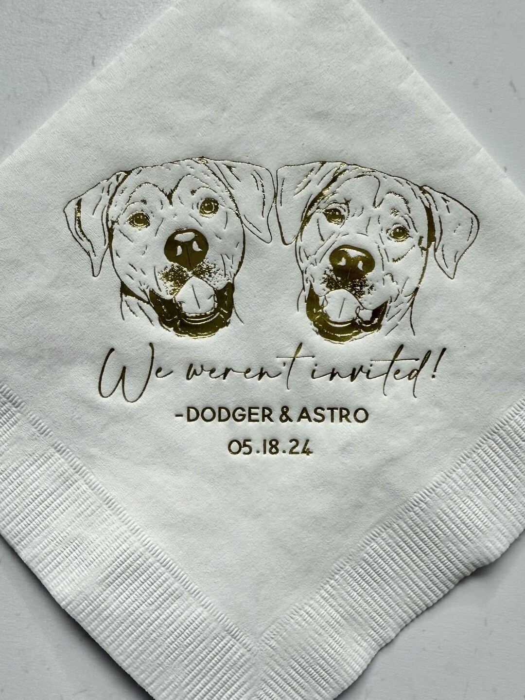 2 DOGS | Two Dogs Cocktail Napkins | Dog Wedding Napkins | Two Pets ...