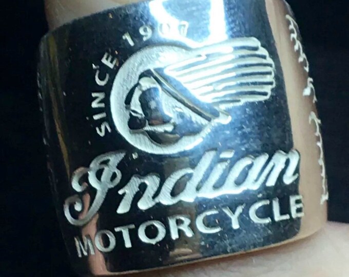 Indian Motor Cycle Ring Used Refurbished 925 Sterling Silver Biker ...