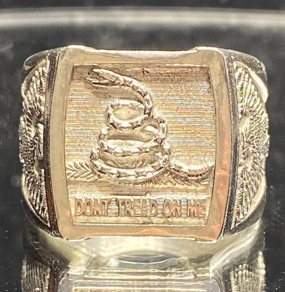 Gadsden Flag Snake Ring Dont Tread on Me 21 Grams Sterling 925 Silver ...
