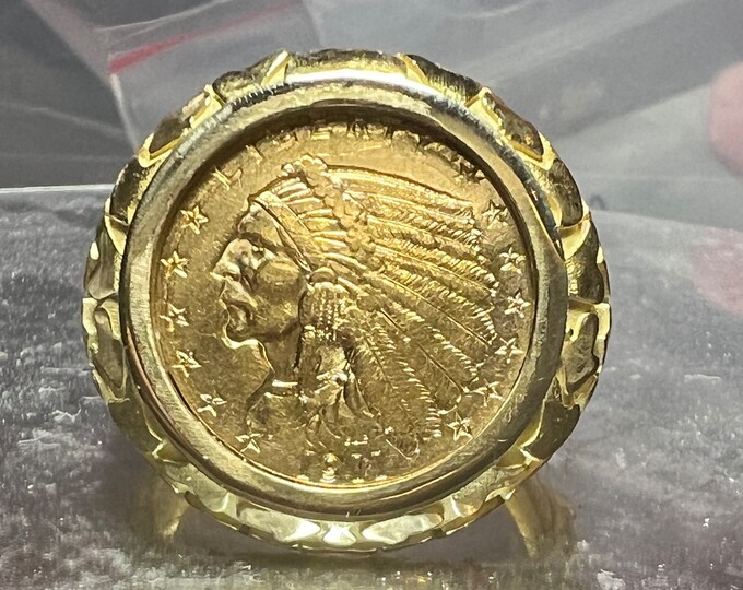 Indian Head Coin Ring Vintage Replica Five Dollar Coin - Etsy