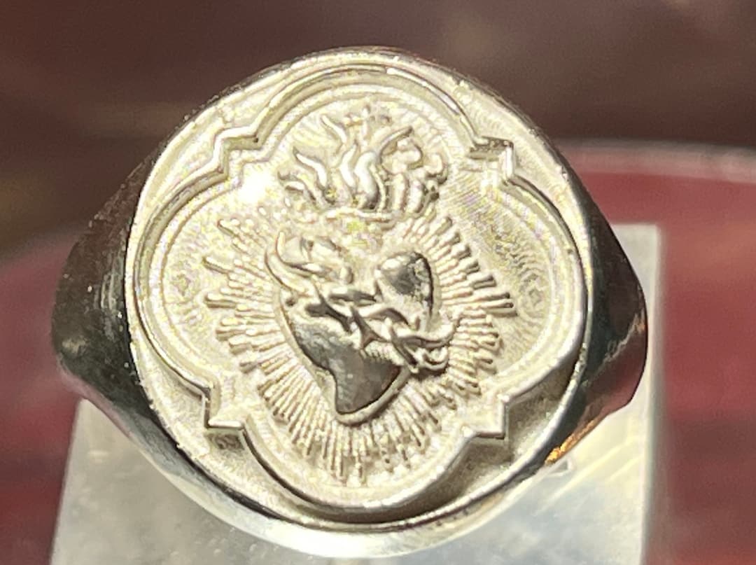 Catholic Sacred Heart Ring 925 Sterling Silver 25 Grams Any Size - Etsy