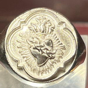 Catholic Sacred Heart Ring 925 Sterling Silver 14 Grams Any Size - Etsy