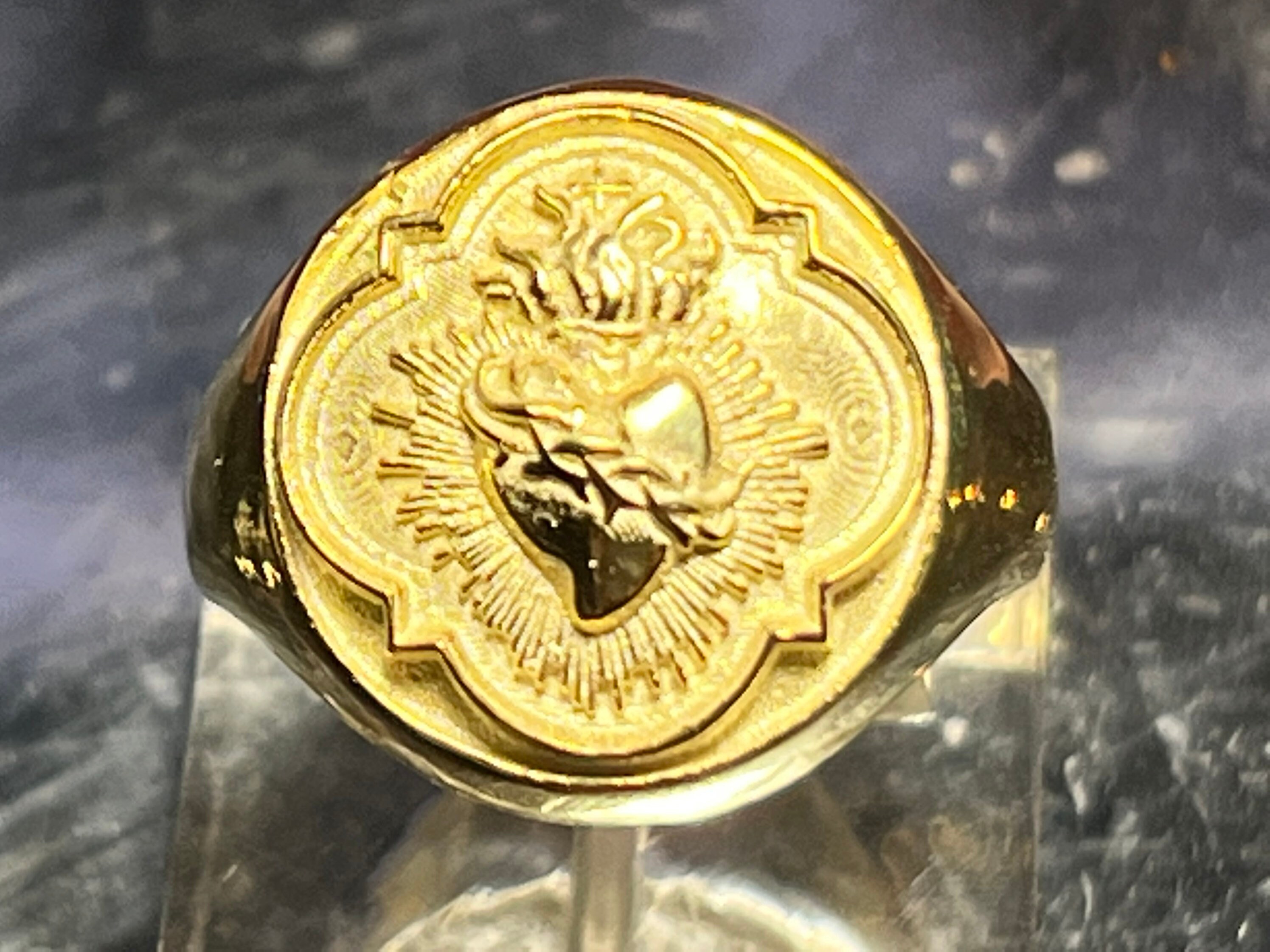 Catholic Sacred Heart Ring 925 Sterling Silver 14 Grams Different Sizes ...