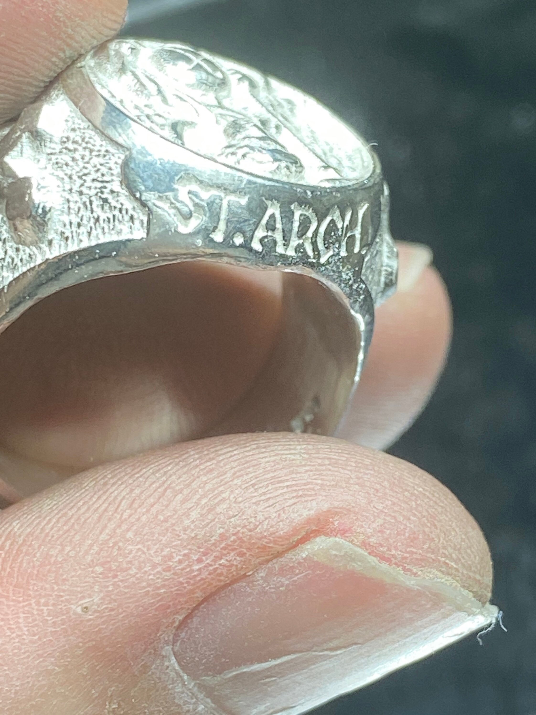 Catholic Raphael Angel Sacred Heart Ring 925 Sterling Silver 25 Grams ...