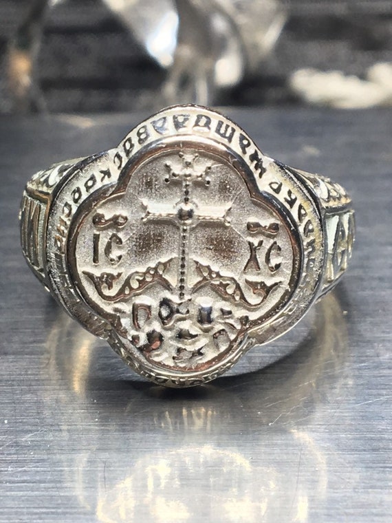 Orthadox Chritian Signet Ring Any Size Sterling Silve… - Gem