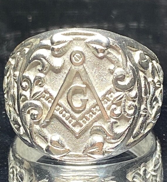 Masonic Ring Freemason 925 Sterling Silver Handmade R… - Gem