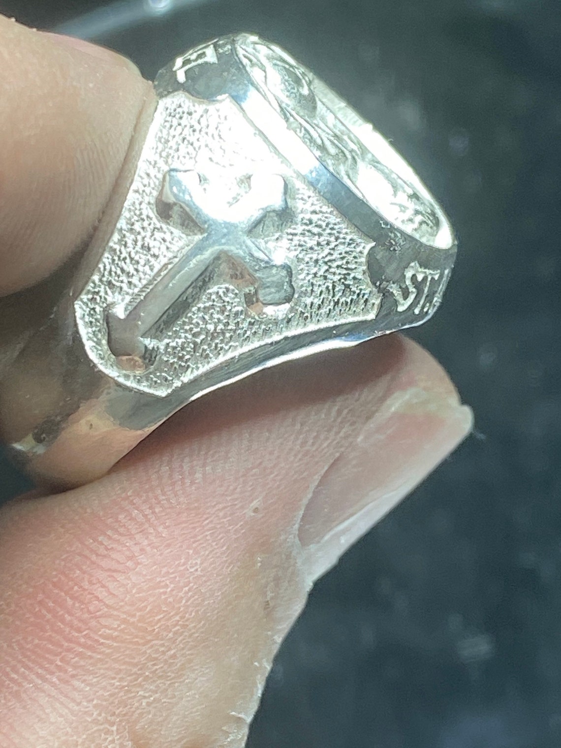 Catholic Raphael Angel Sacred Heart Ring 925 Sterling Silver 25 Grams ...