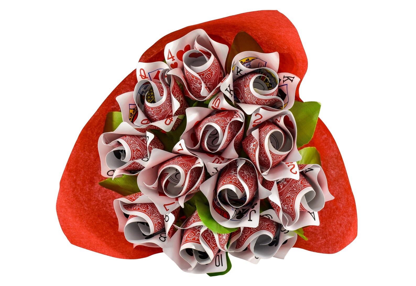 Playing Card Roses One Dozen Red, Playing Card Bouquet, Paper Flower ...