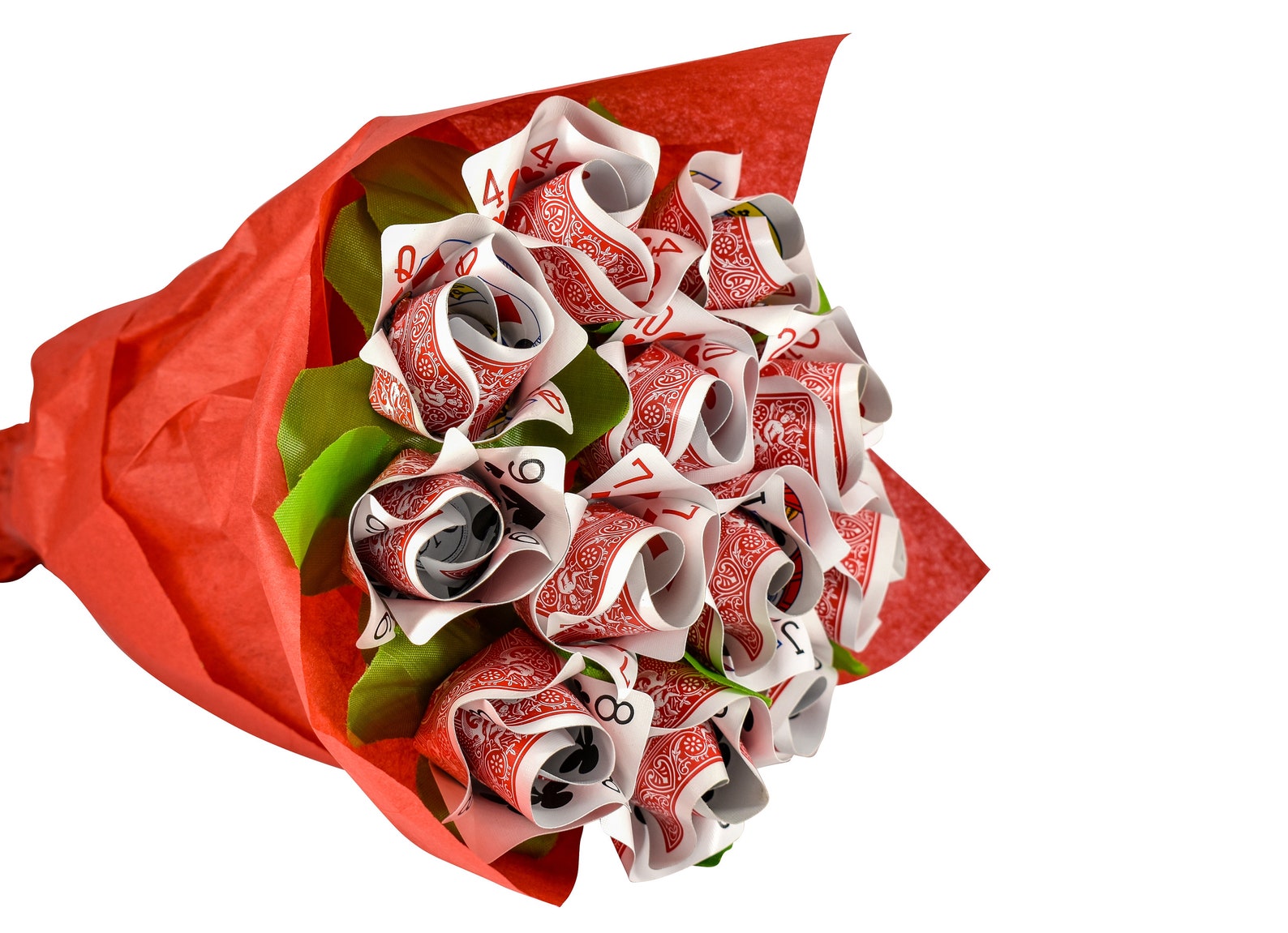 Playing Card Roses One Dozen Red Playing Card Bouquet Paper - Etsy