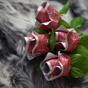 Playing Card Roses One Dozen Red, Playing Card Bouquet, Paper Flower ...