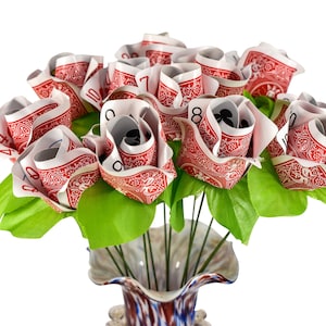 Playing Card Roses One Dozen Red, Playing Card Bouquet, Paper Flower ...