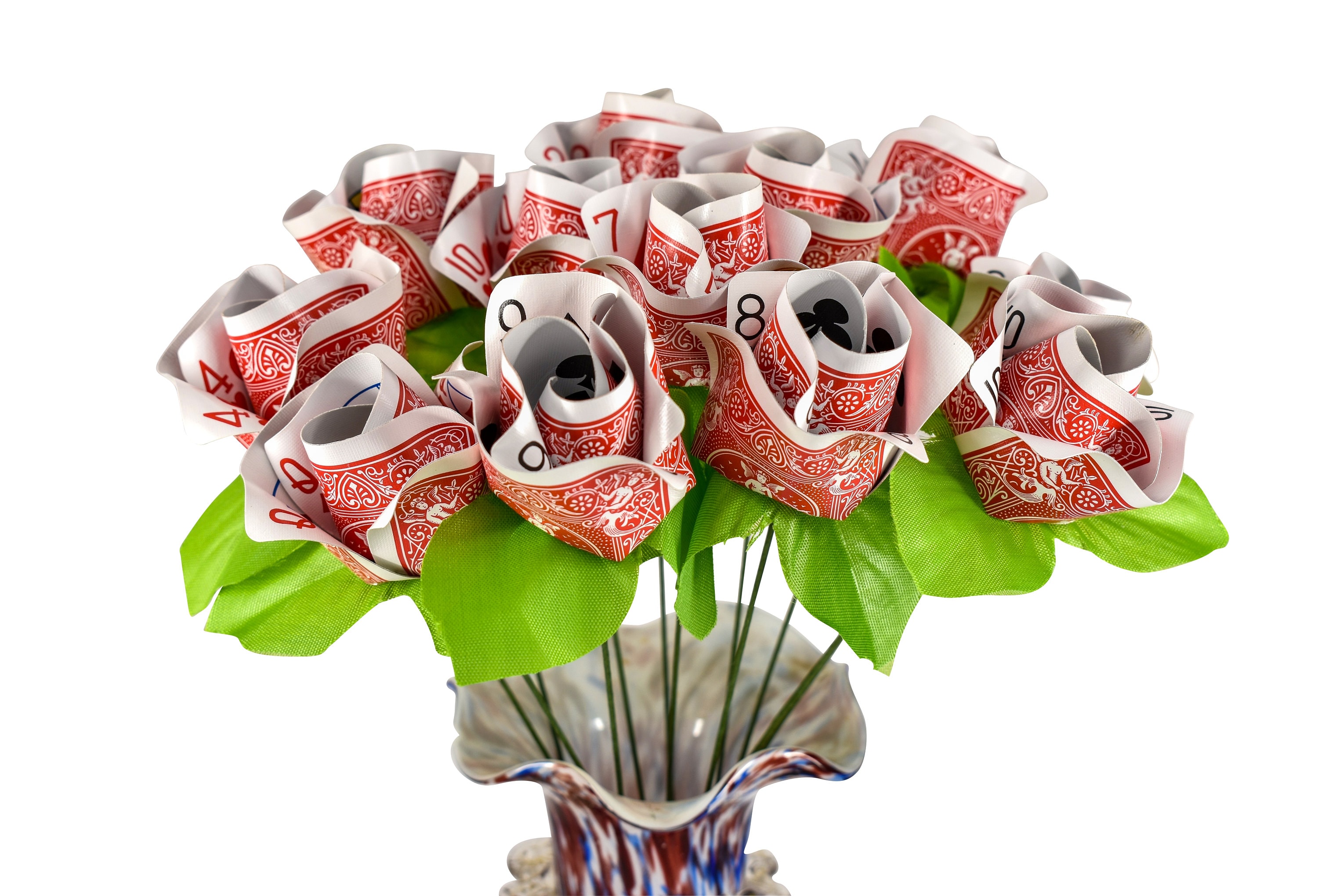 Playing Card Roses One Dozen Red Playing Card Bouquet Paper - Etsy