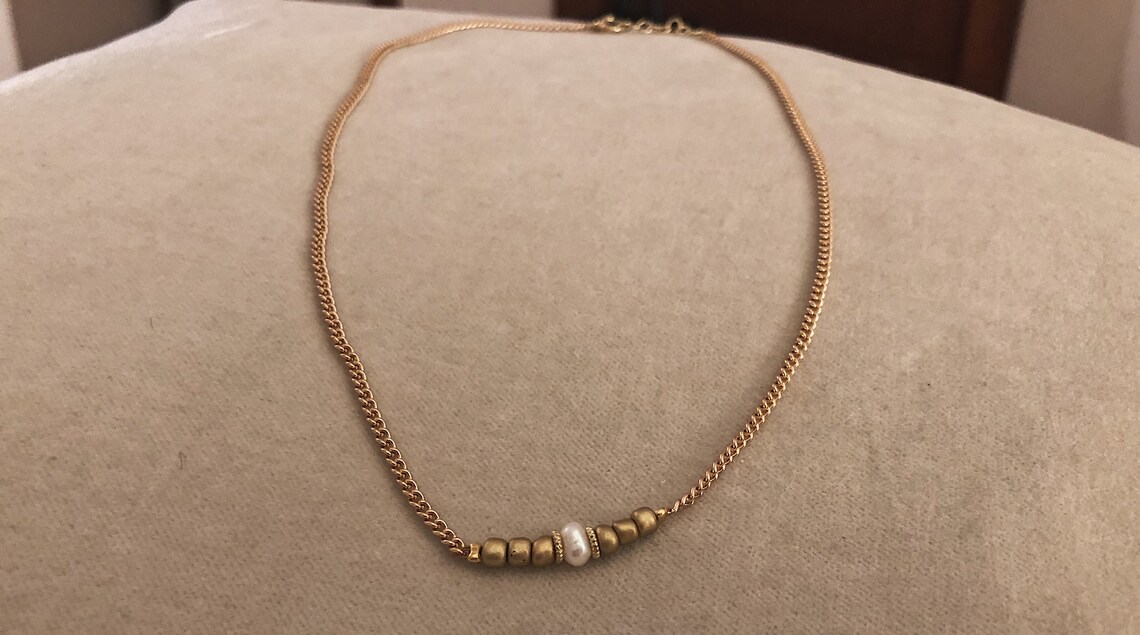 Minimalistics Gold Beaded Chain With Pearl Accent - Etsy