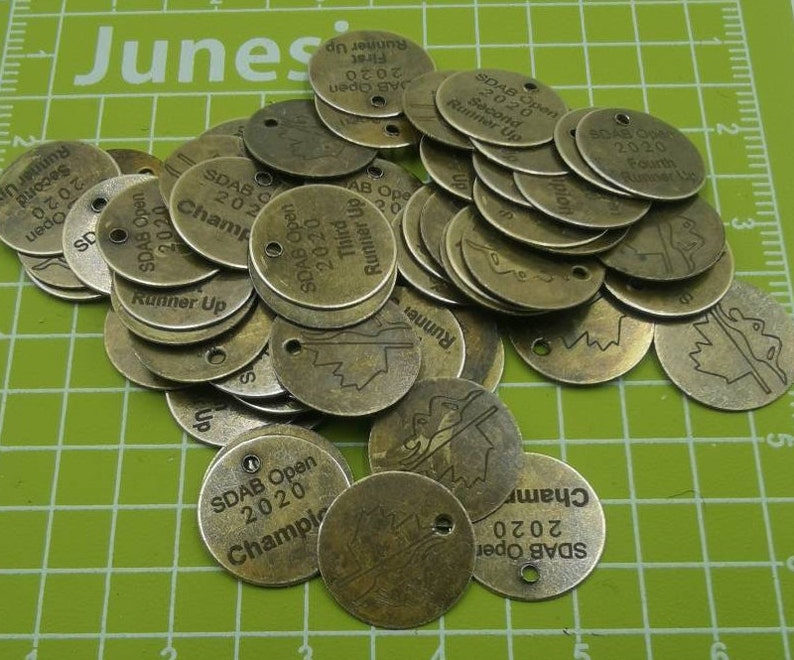 Metal round stamping tags Antique Bronze 19 mm and | Etsy