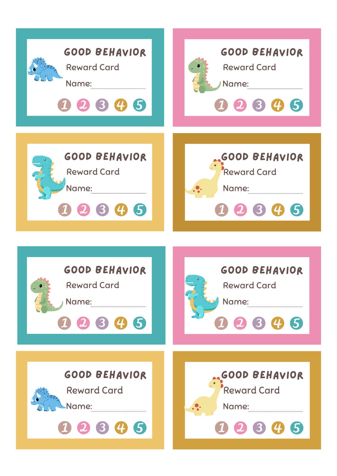 Good Behavior Reward Card for Kids, Toddler, or Children for Classroom ...
